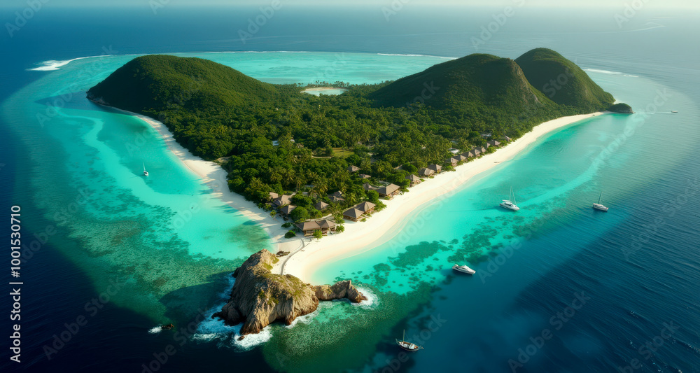 Refuge tropical idyllique, cette île paradisiaque invite à la détente ...