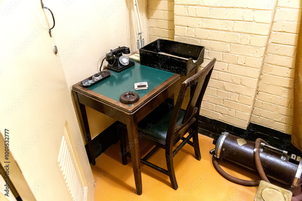 Interior of Churchill War Rooms of the Imperial War Museum in London ...