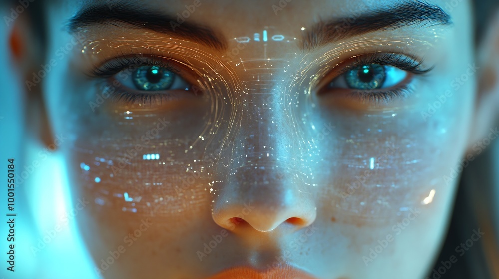 Technological Scanning Biometric Facial Recognition Face Id ...