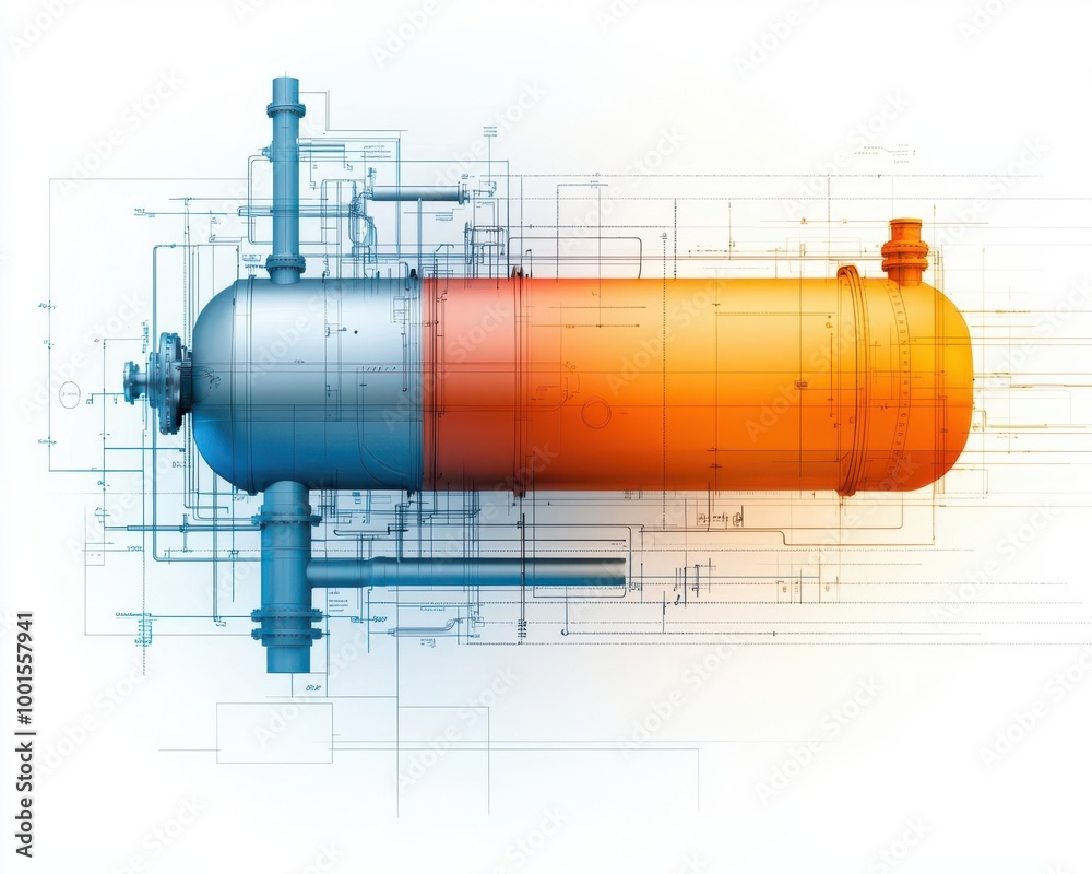 Cross-section of a pressurized container, stress distribution and ...