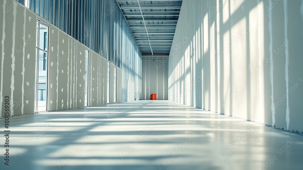 Construction of drywall walls in the building It is a new wall ...