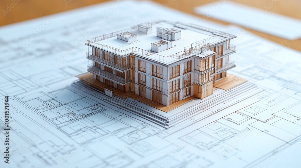 architectural blueprint of an apartment building project plan ...