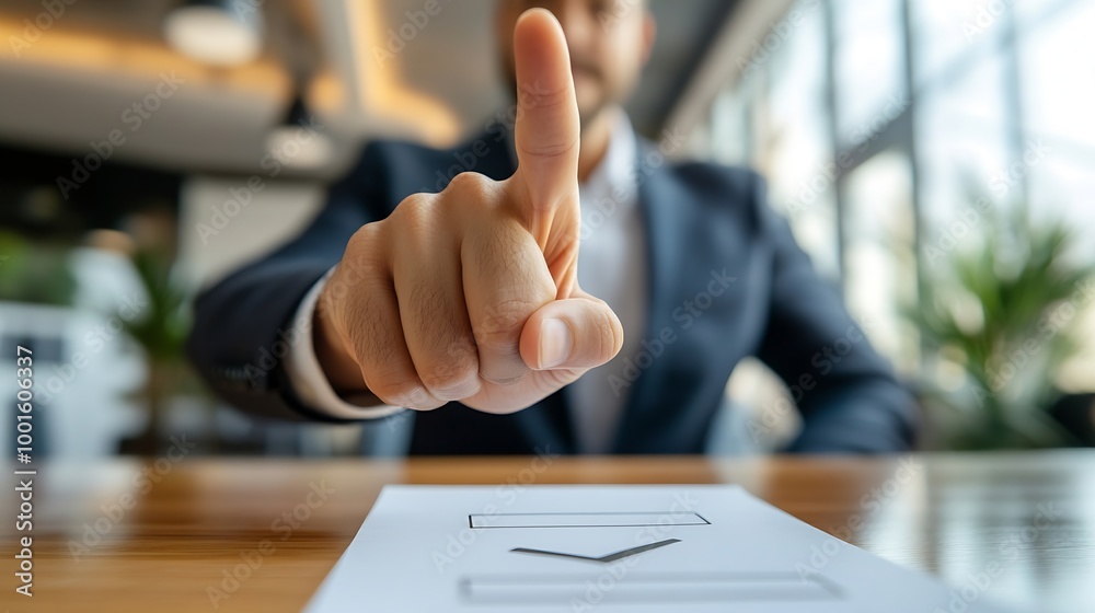 Human points finger at check mark Human resources management concept ...