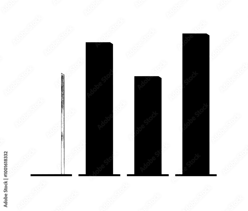 In This Abstract Vertical Bar Graph Dark And Yellow Segments Alternate Representing Data