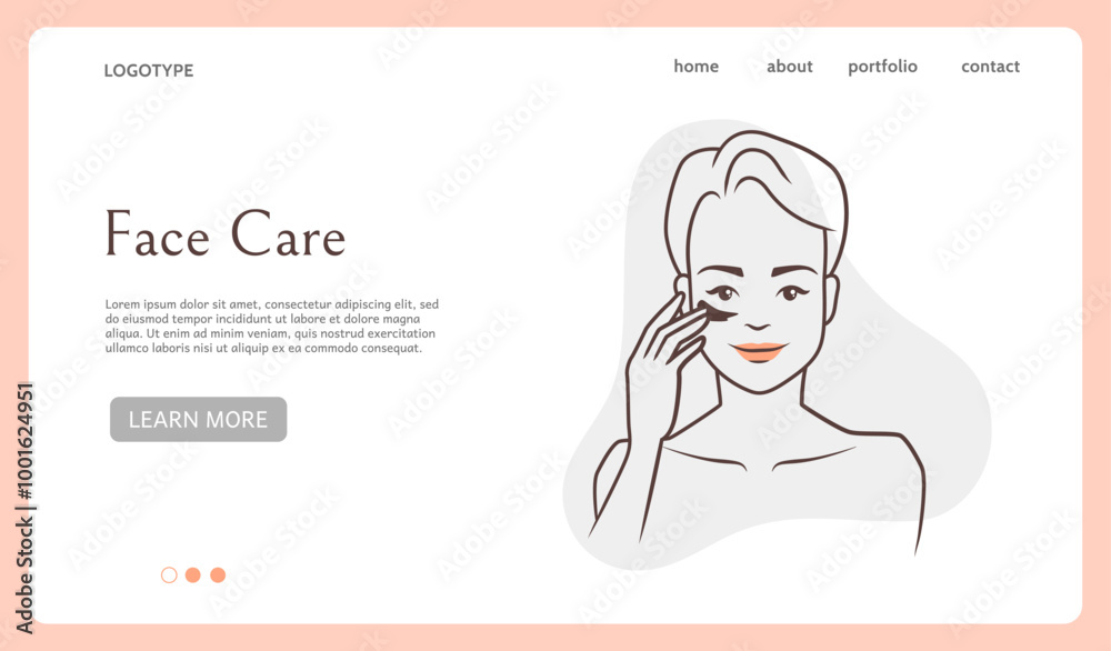 Face care landing page. Cosmetic moisturizing cream. Beauty routine ...