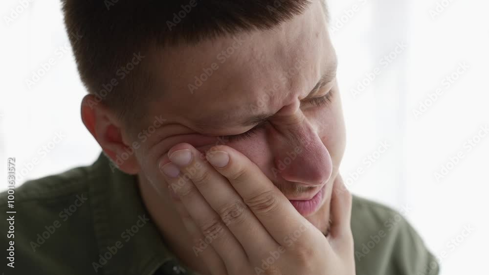 A man is suffering from toothache. A person has a toothache. Dental ...