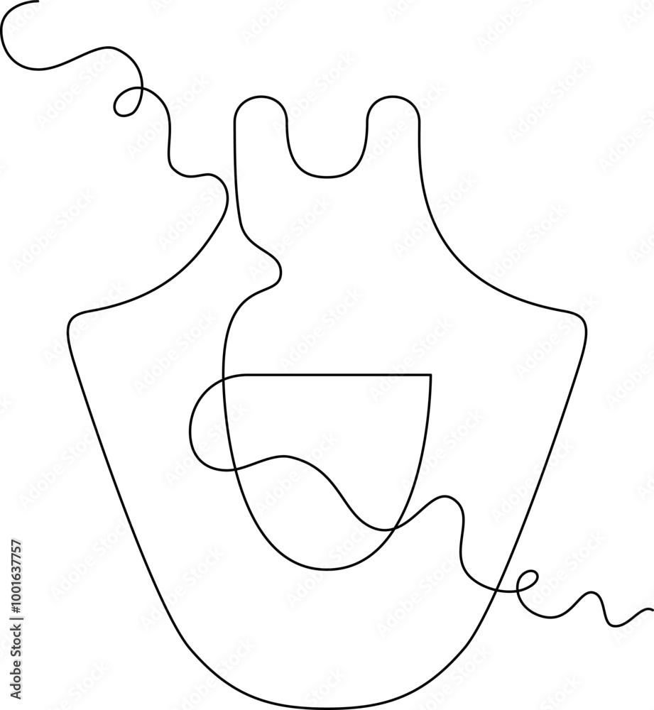 one line art apron vector illustration. line art, one continuous line, simple, hand drawn and ...