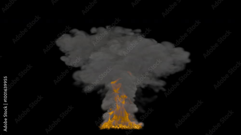 Fire and Smoke rising on transparent background 3d rendering of smoke ...