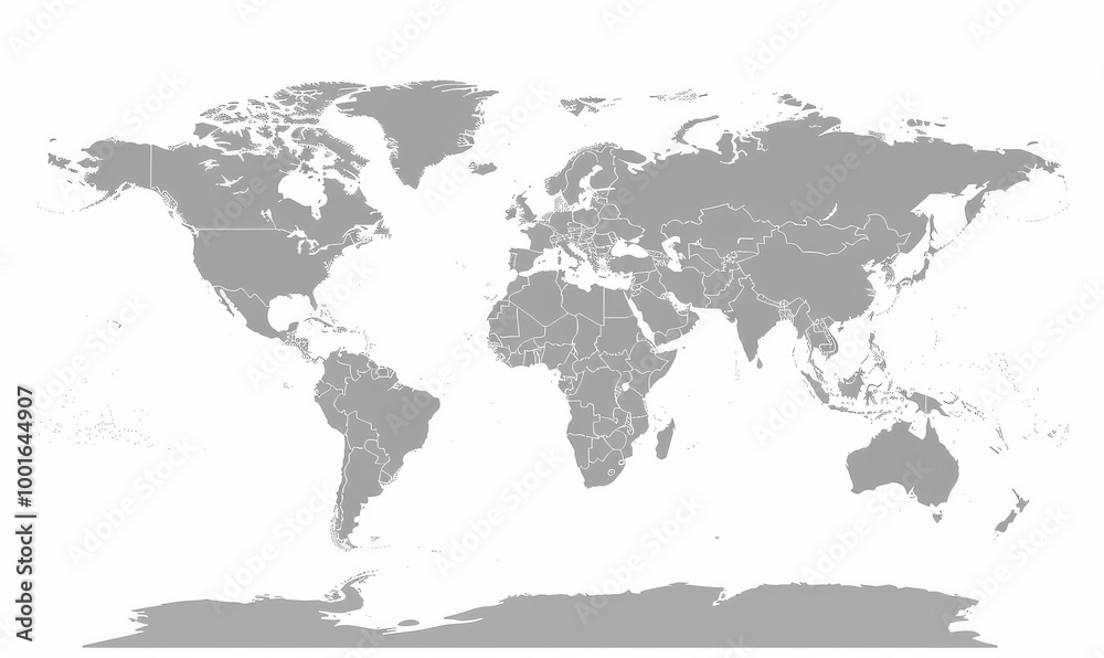 world map with borders, gray color on white background, vector ...