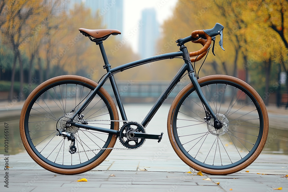 High-end bicycle with carbon fiber frame and leather seat Stock Photo ...