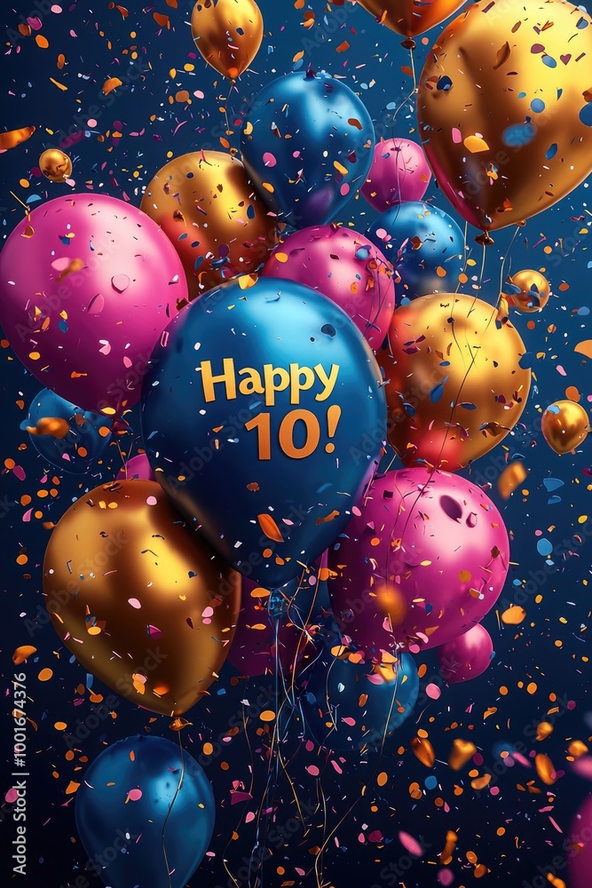 Decade celebration: text happy 10 years, a significant milestone with ...