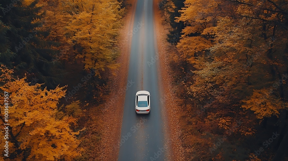 Autumn forest road trip car exploration breathtaking fall foliage ...