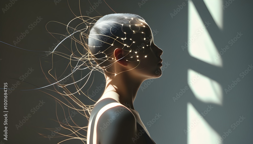 Intertwining ethereal figures of light and shadow embodying the ...