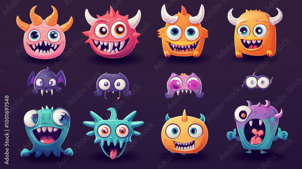 A set of cute monster icons perfect for Halloween! They have funny ...