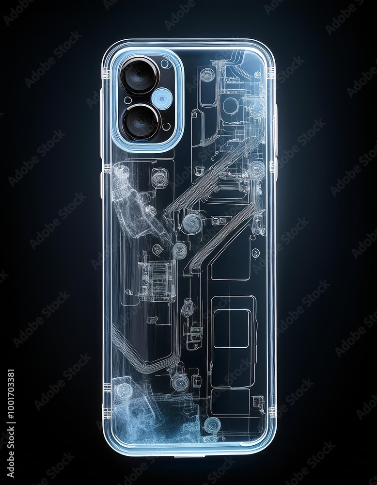 Translucent mobile phone case revealing intricate internal structure ...