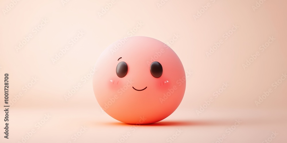 Cute Blushing Emoji with Shy Eyes on Peach Background Stock ...