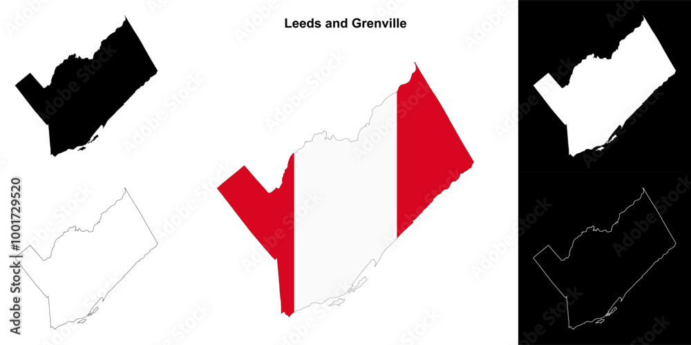 Leeds and Grenville (Ontario) outline map set Stock Vector | Adobe Stock