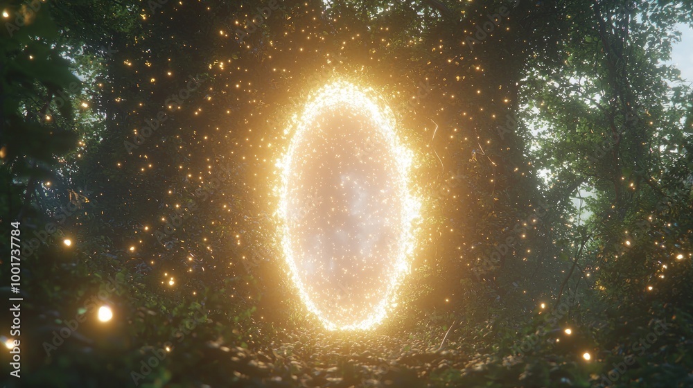 Enigmatic Portal in Dark Forest - Surreal Ray Tracing Artwork with ...