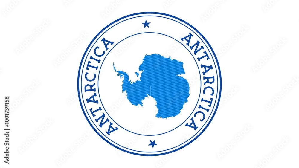 Antarctica intro. Badge with the circular name and map of the country ...