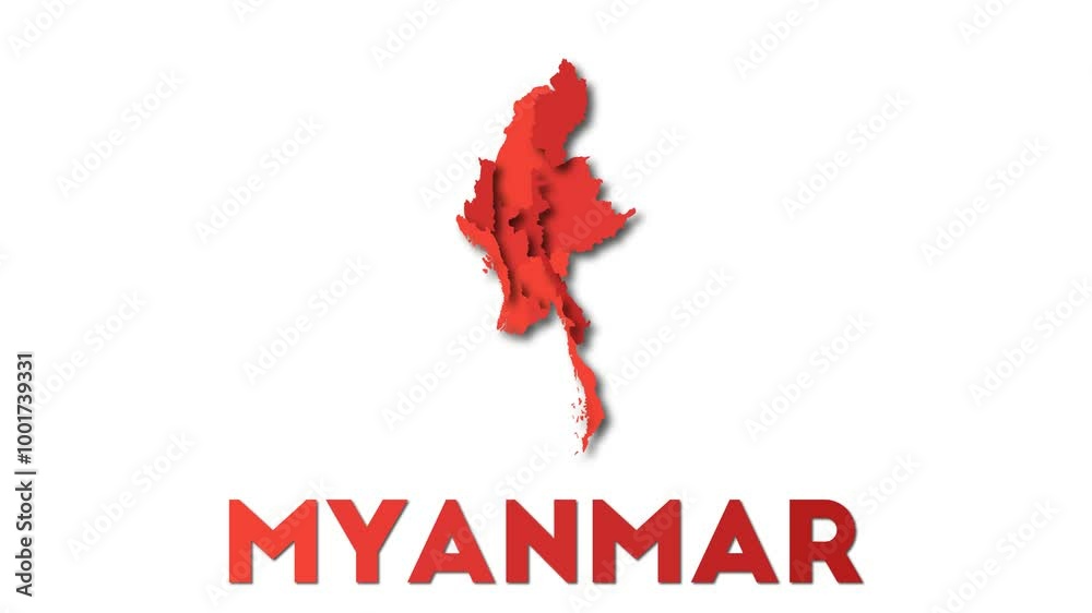Myanmar map showing regions. Animated country map with title. 4K ...