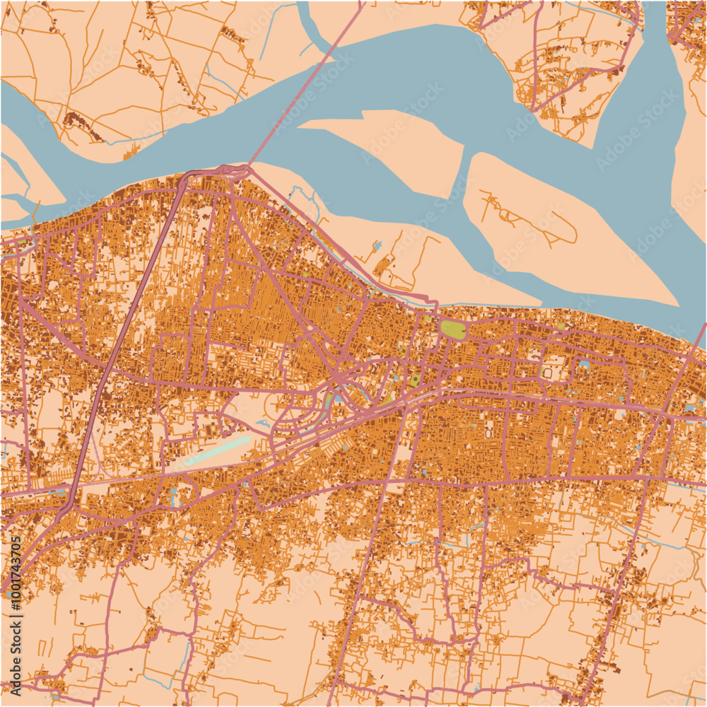 Map of Patna in India in a sandy theme. Contains layered vector with ...
