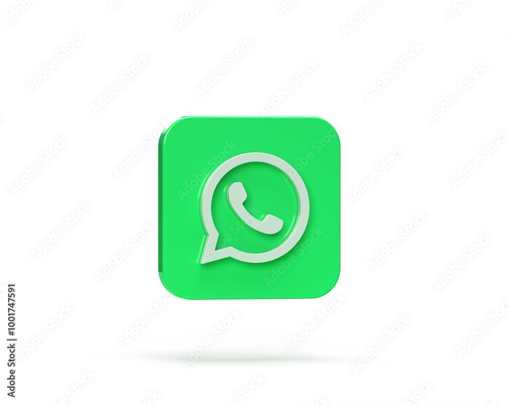 WhatsApp messenger icon and cube, box. 3d render on the topic of social ...