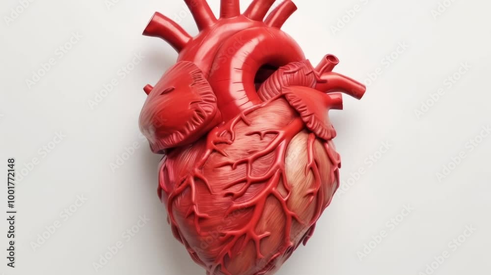 Realistic anatomical model of a human heart is shown, isolated on a ...