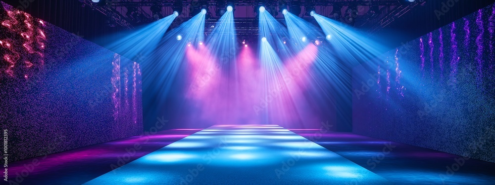 stage lighting setup for a high-end fashion show. Dynamic lighting ...