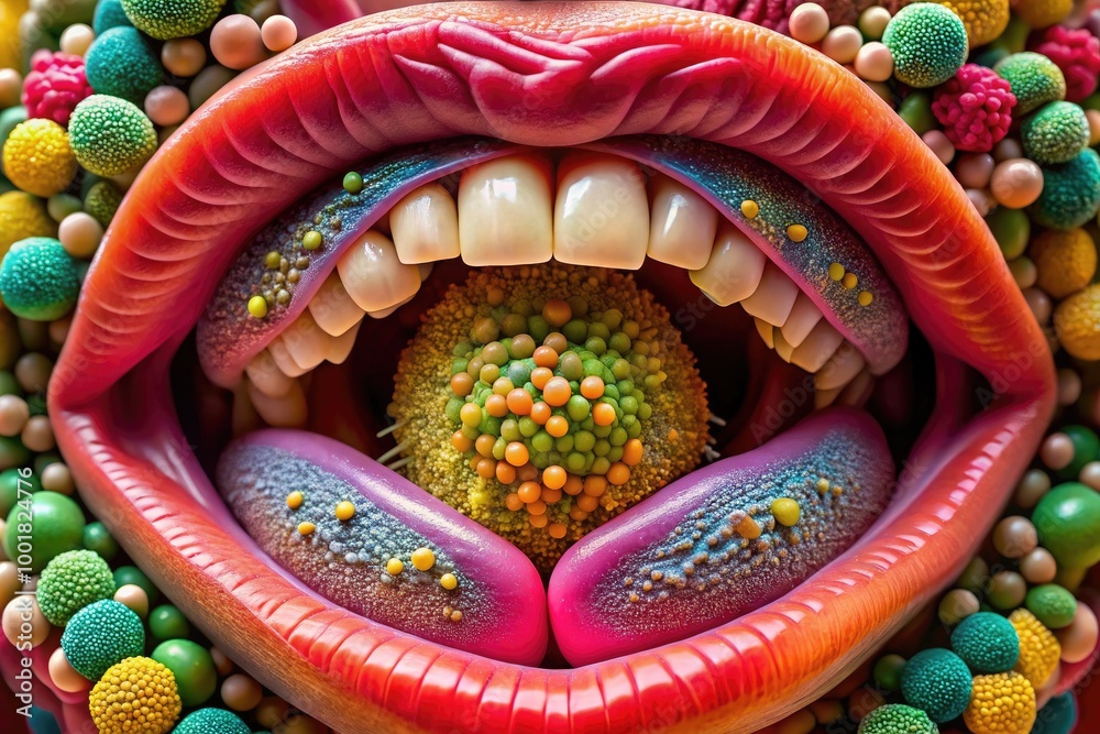 Magnified View of Human Taste Buds Under Microscope Revealing Complex ...