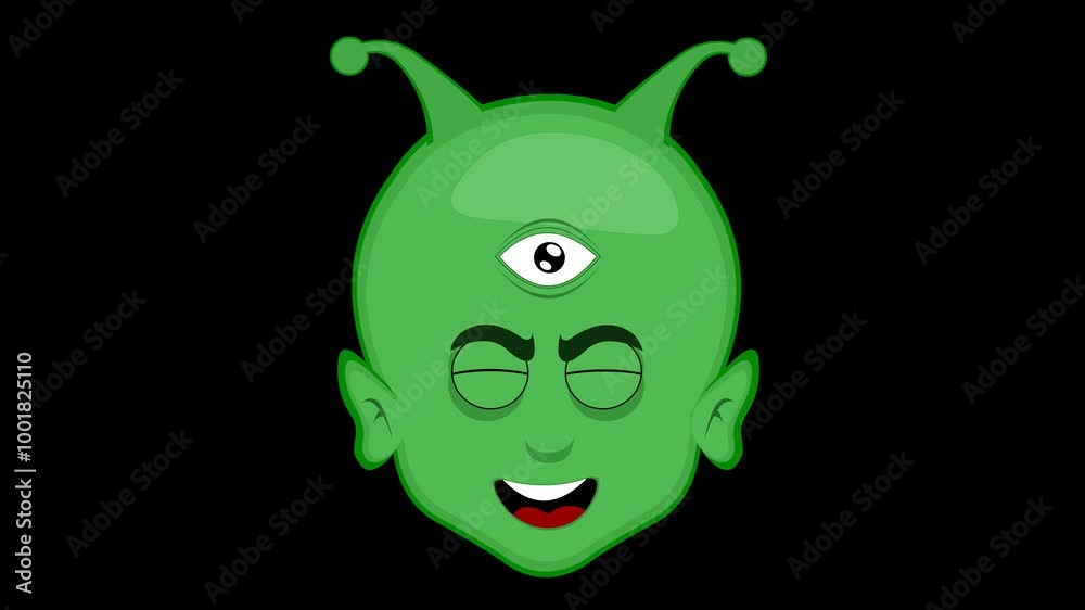 video animation face character alien, extraterrestrial or goblin ...