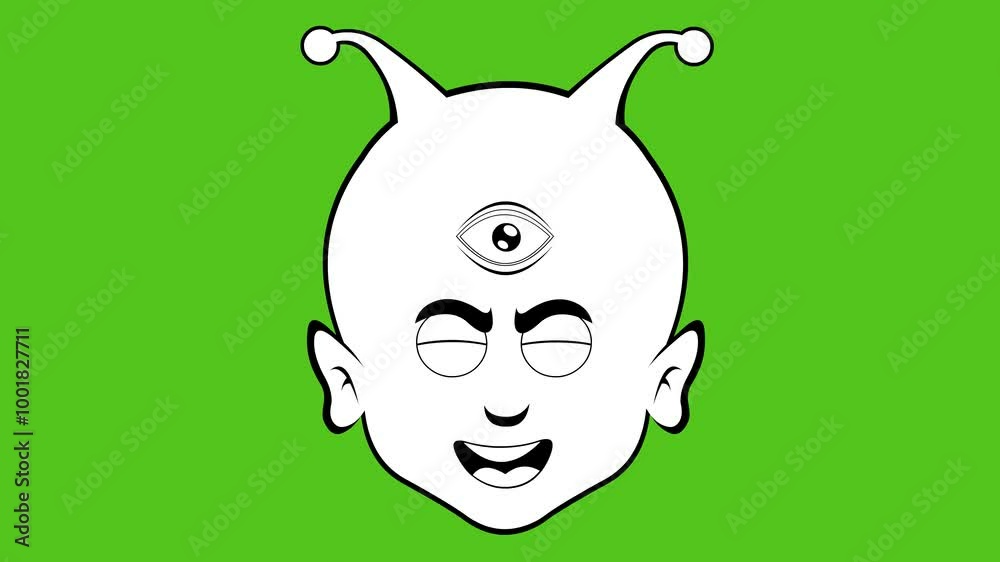 video drawing animation emoticon face character alien, extraterrestrial ...