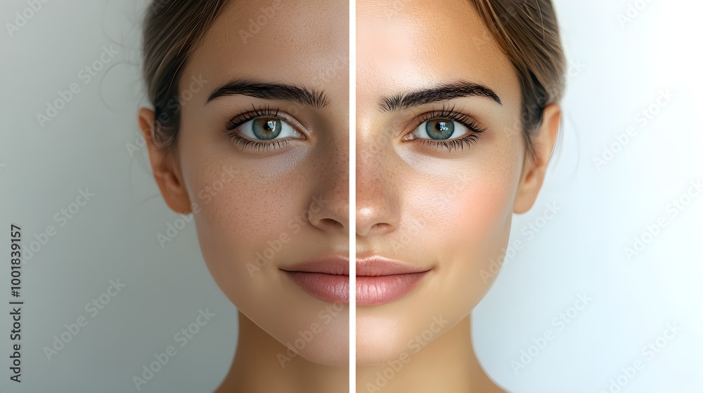 Before-and-after facial transformation, focusing on subtle changes in ...