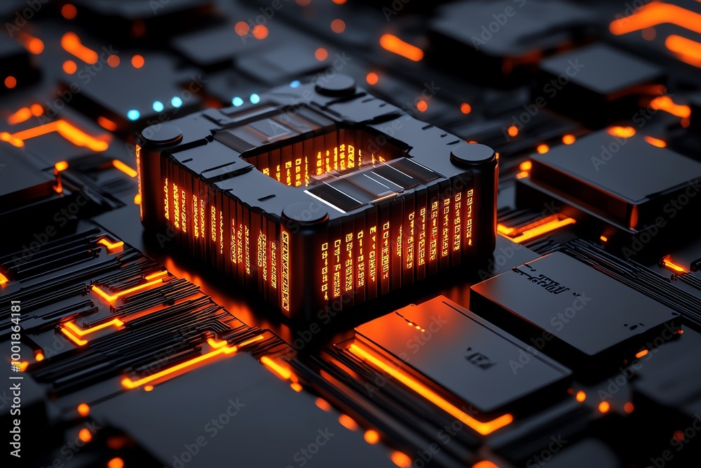 Cybersecurity defense grid in 3D, where digital walls and encrypted ...
