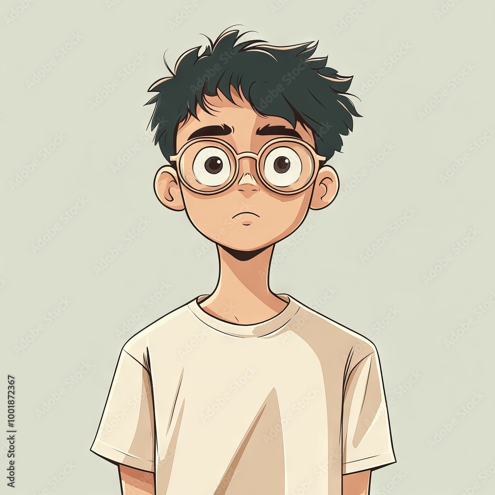 nerdy indian skinny guy with small hairs and wearing baggy cream colour ...