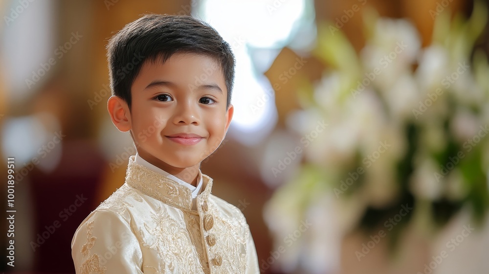 Elegant Filipino Boy Wearing Barong Tagalog at Traditional Wedding ...