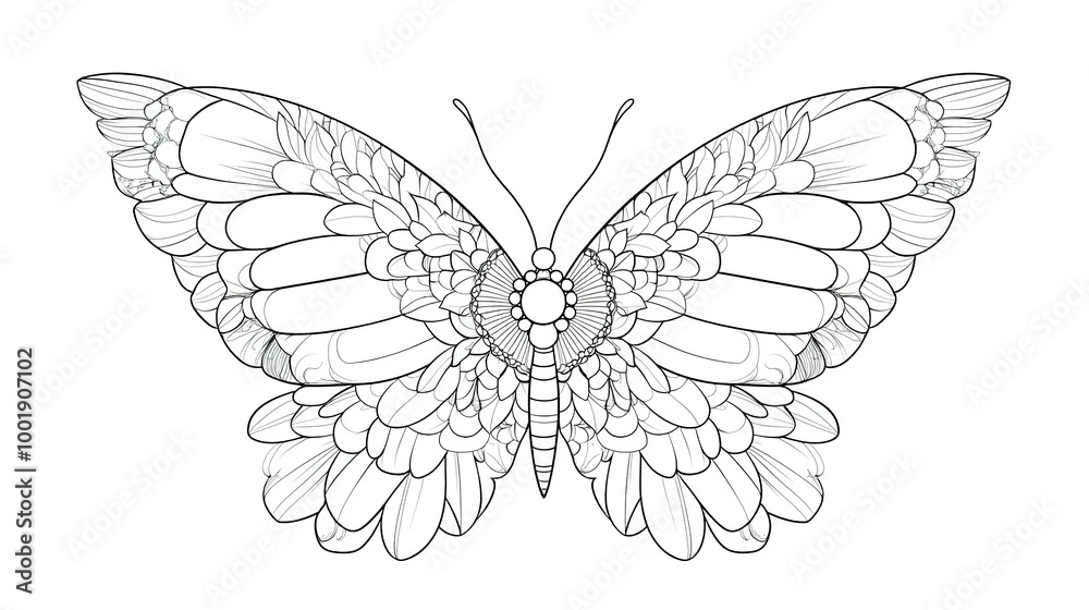 A minimalistic butterfly design featuring symmetrical wings, each ...