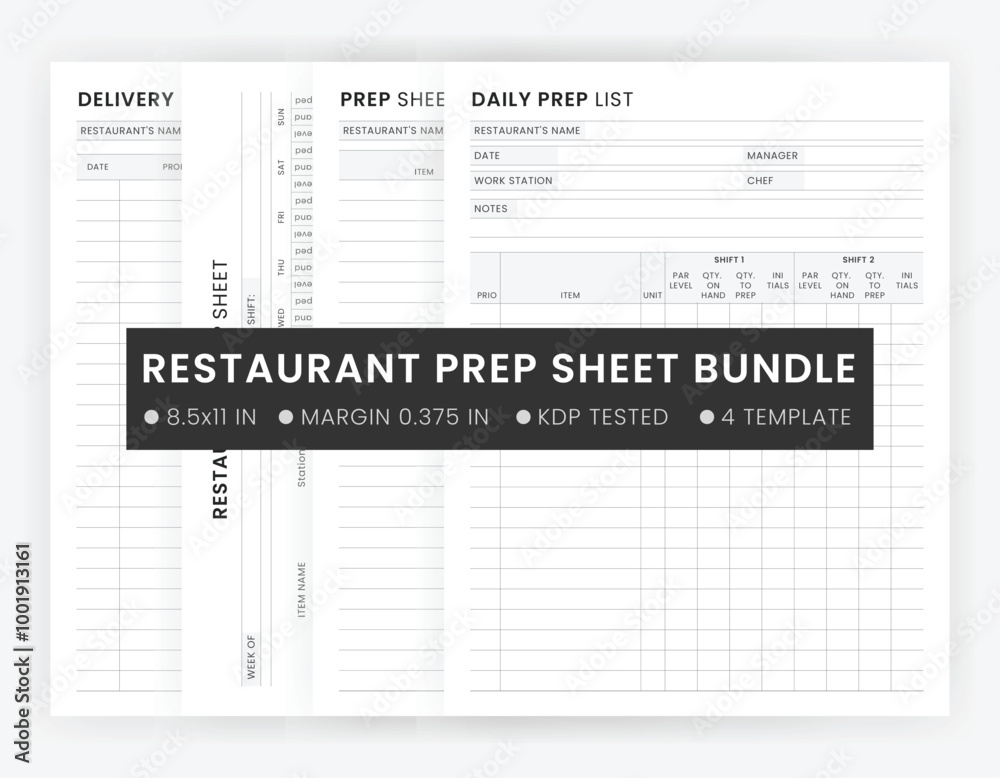 Restaurant Prep Sheet Printable, Restaurant Prep Checklist Bundle ...