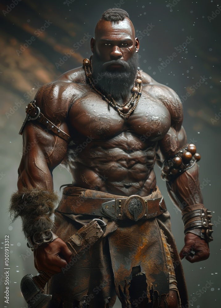 Strong warrior in ancient armor poses with confidence Stock Photo ...