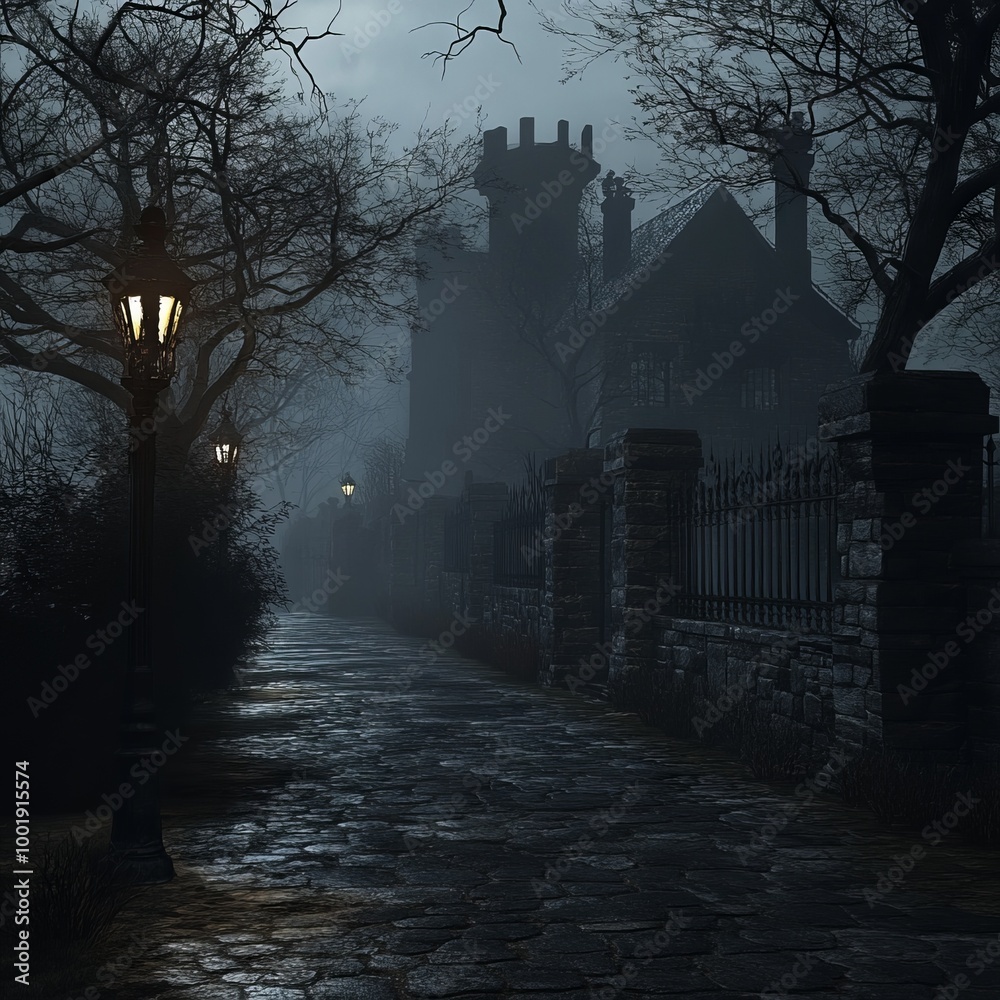 realistically animated matte black eery dark spooky setting Stock Photo ...