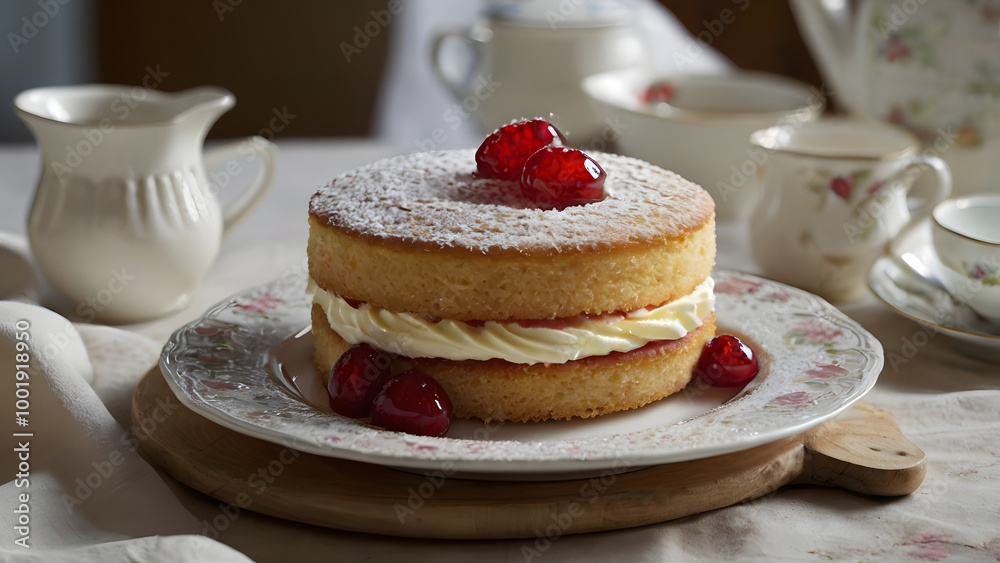 Classic Victoria Sponge Cake with Layers of Sweet Jam and Cream ...