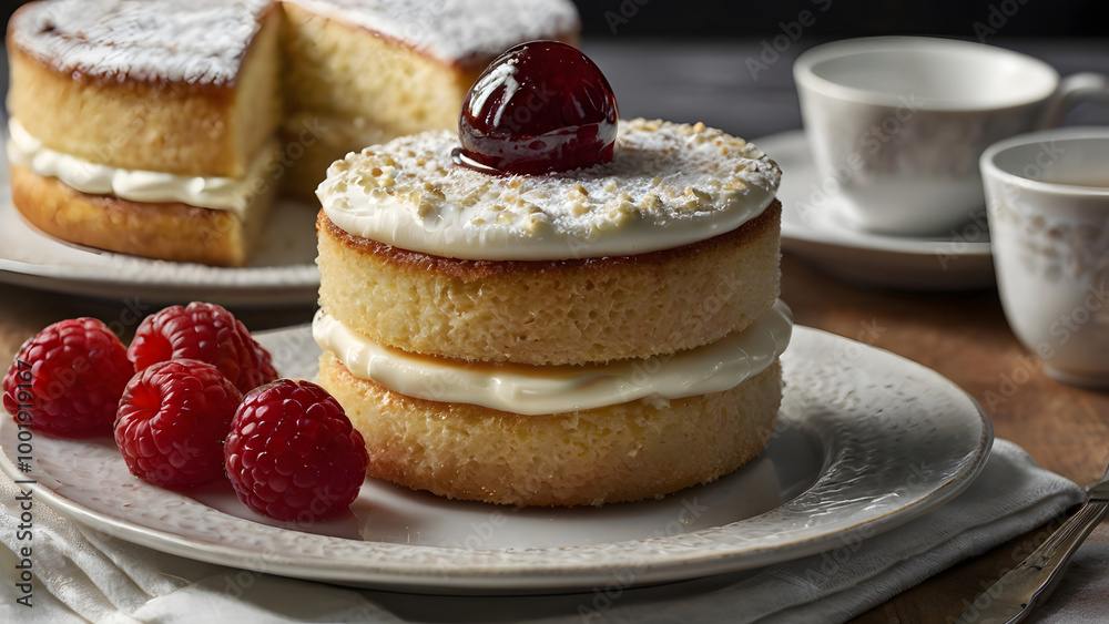Classic Victoria Sponge Cake with Layers of Sweet Jam and Cream ...