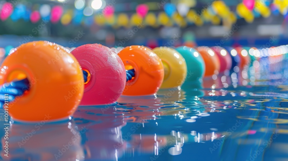 Lane Dividers: Brightly colored ropes with floating buoys that separate ...