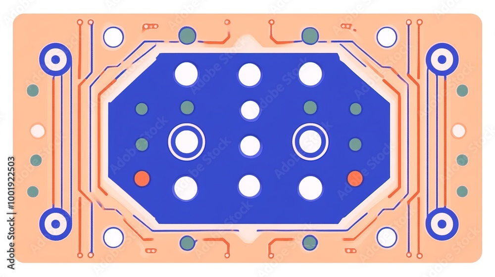 A minimalistic circuit board design featuring a simplified browser icon ...