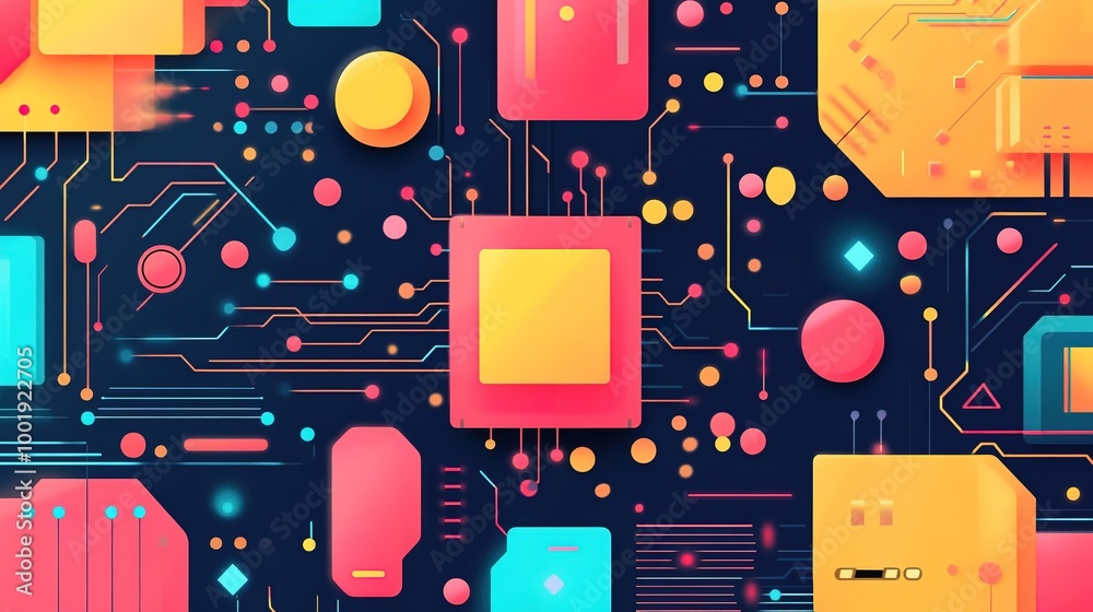 A minimalistic circuit board design featuring a simplified browser icon ...