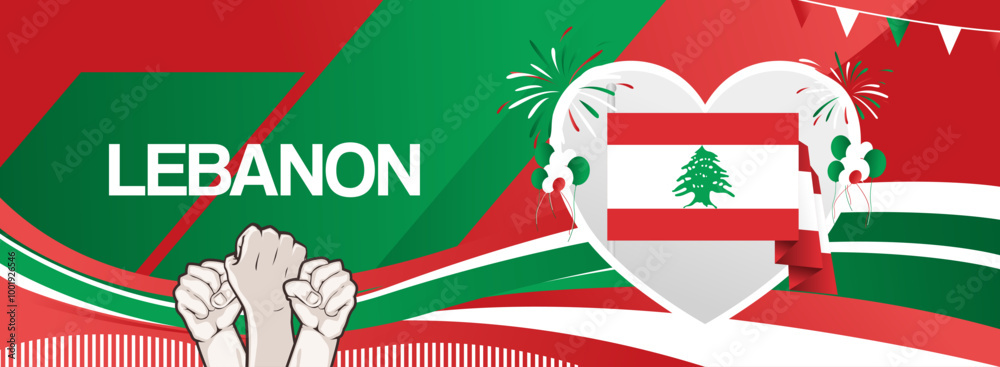 Lebanon independence day creative banner in flag colors. Modern ...
