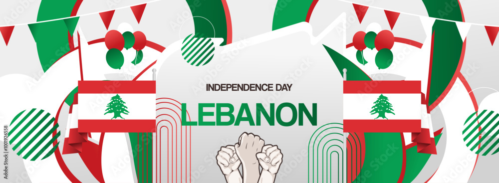 Lebanon independence day creative banner in flag colors. Modern ...