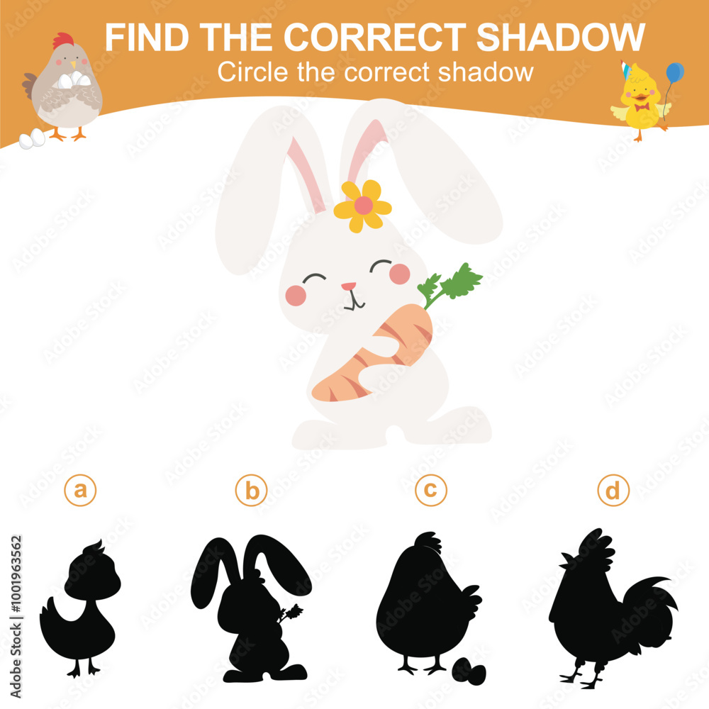 Matching shadow game for children. Find the correct shadow. Circle the ...