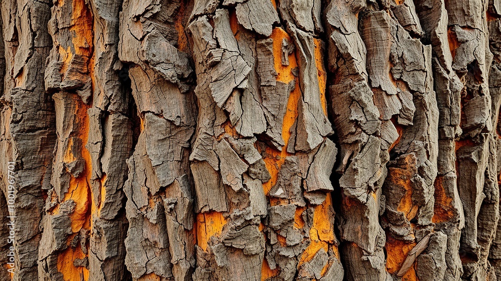 Rough, weathered elm tree bark with intricate patterns and textures ...