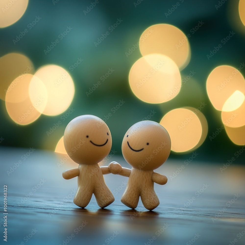 Two Joyful Stick Figures Holding Hands Symbolizing Friendship, Unity ...