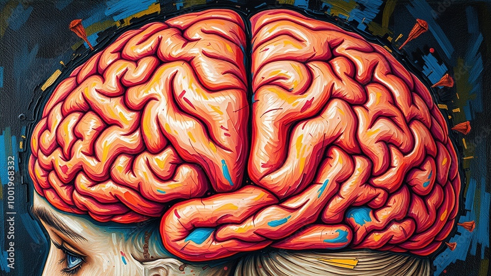 This medical illustration shows the dorsal surface of the brain ...